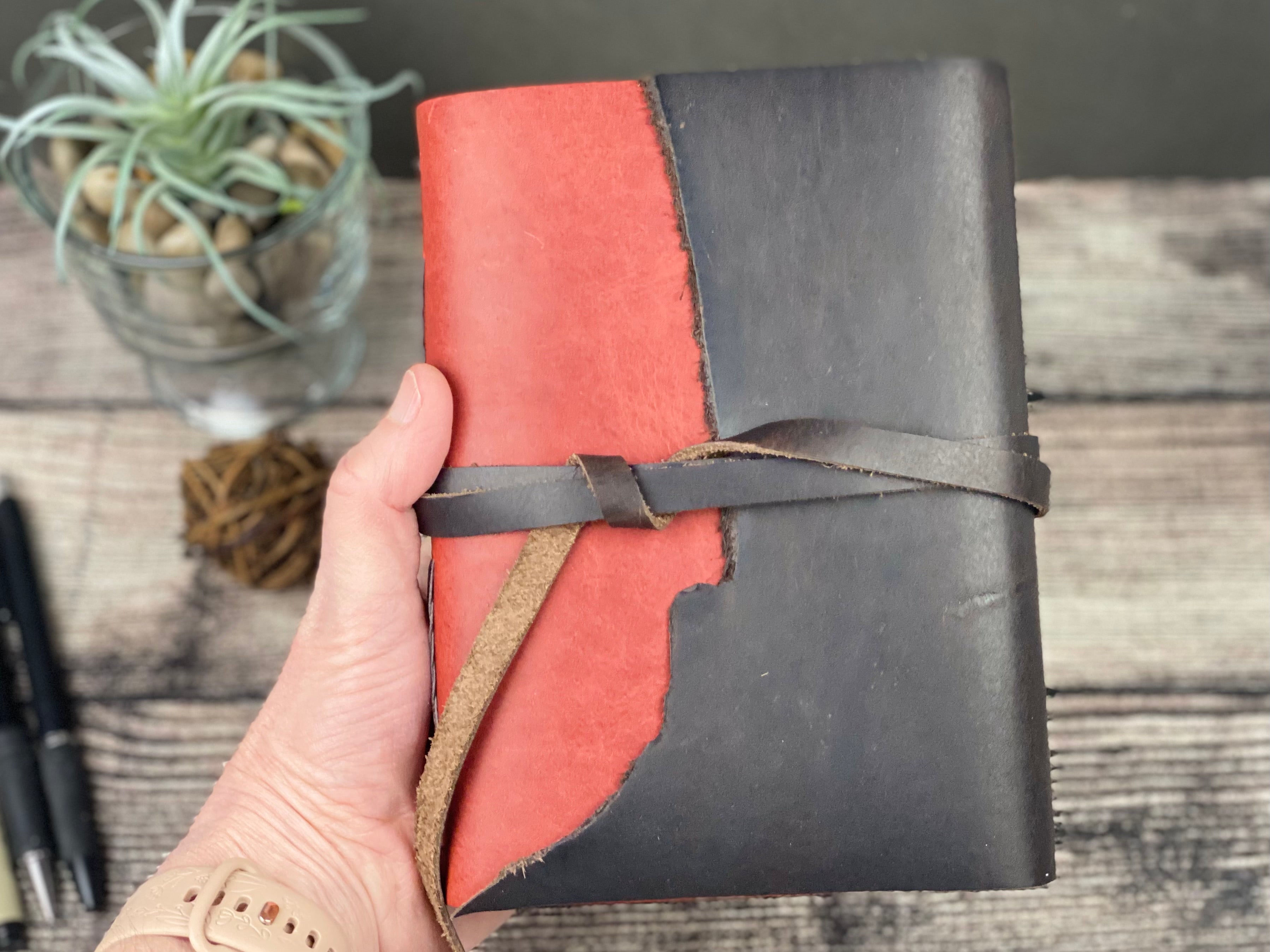 7x5 Sketchbook Journal in Red and Espresso Bison – Scroll & Ink