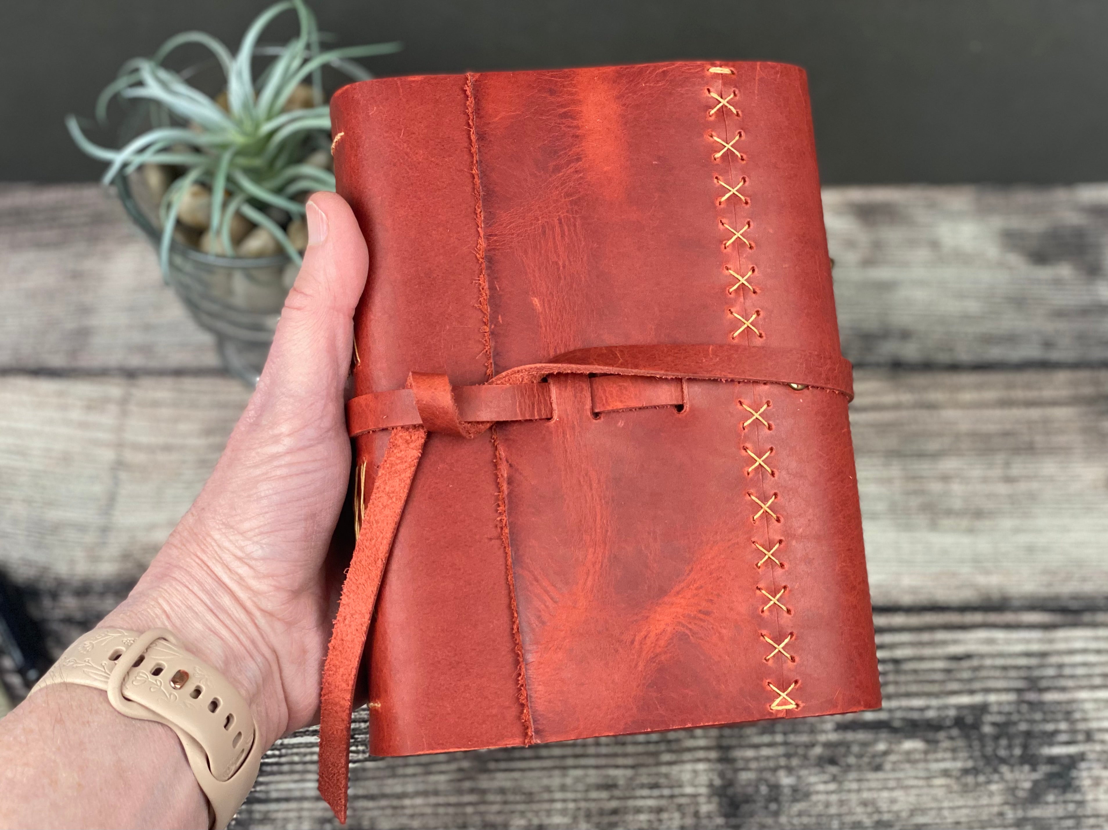 7x5 Sketchbook Journal in Red Bison with pen loop – Scroll & Ink